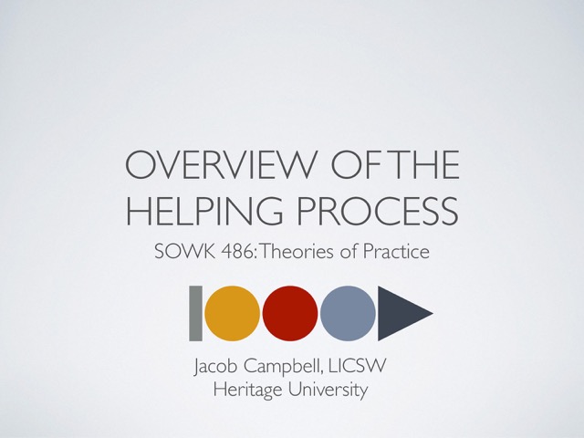 Week 05: Overview of the Helping Process - Jacob R. Campbell,
